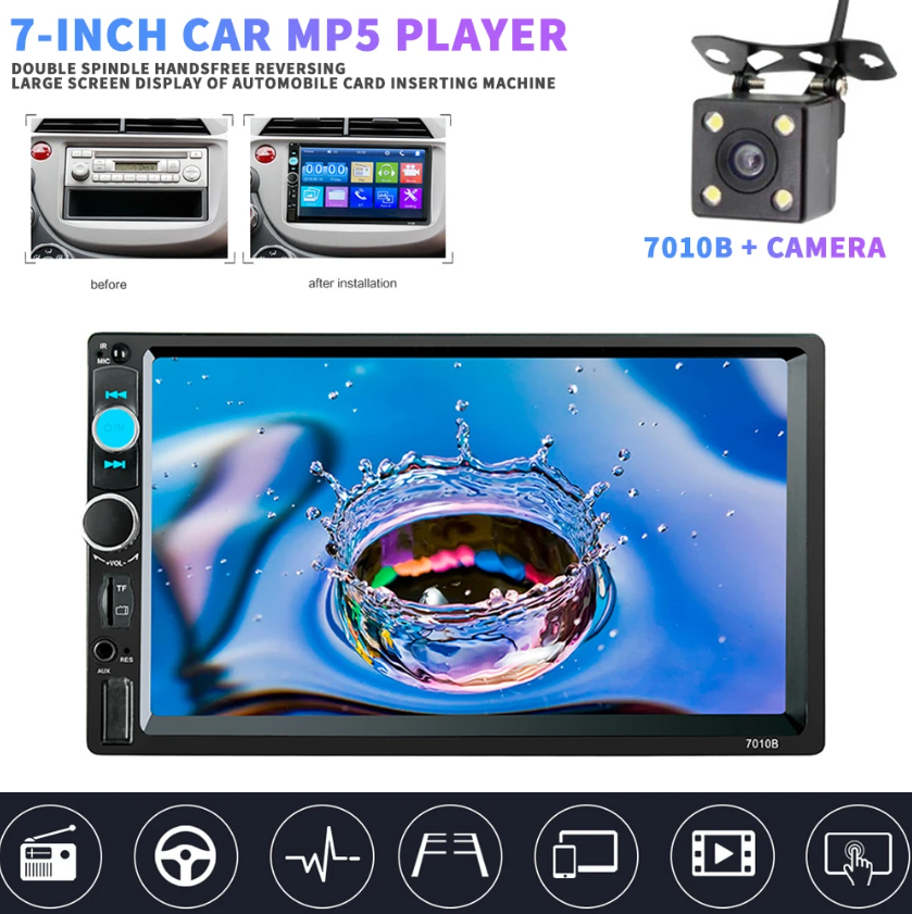 Cumpara Ecran, Player auto 7018b, 2din, negru, radio fm, camera de ...