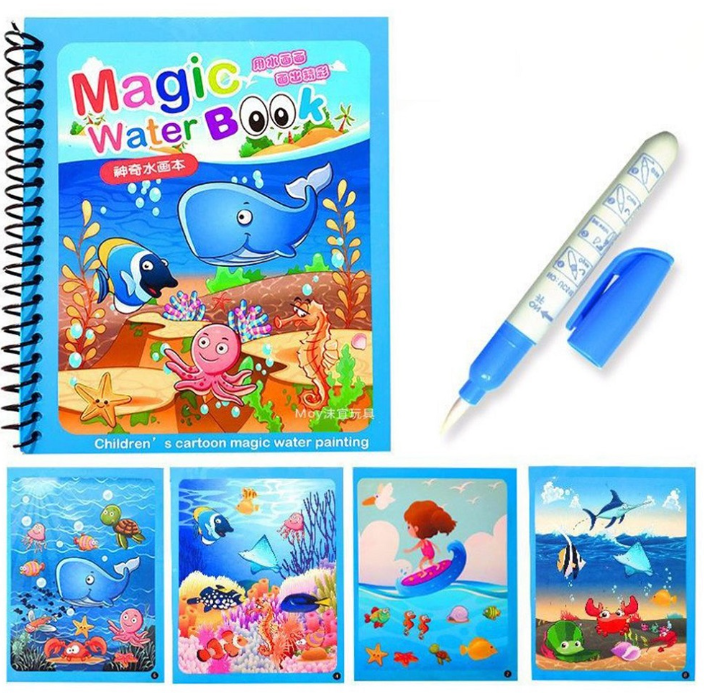 Cumpara Set 2 Carti Magice Reutilizabile de Colorat cu Apa, Magic Water ...